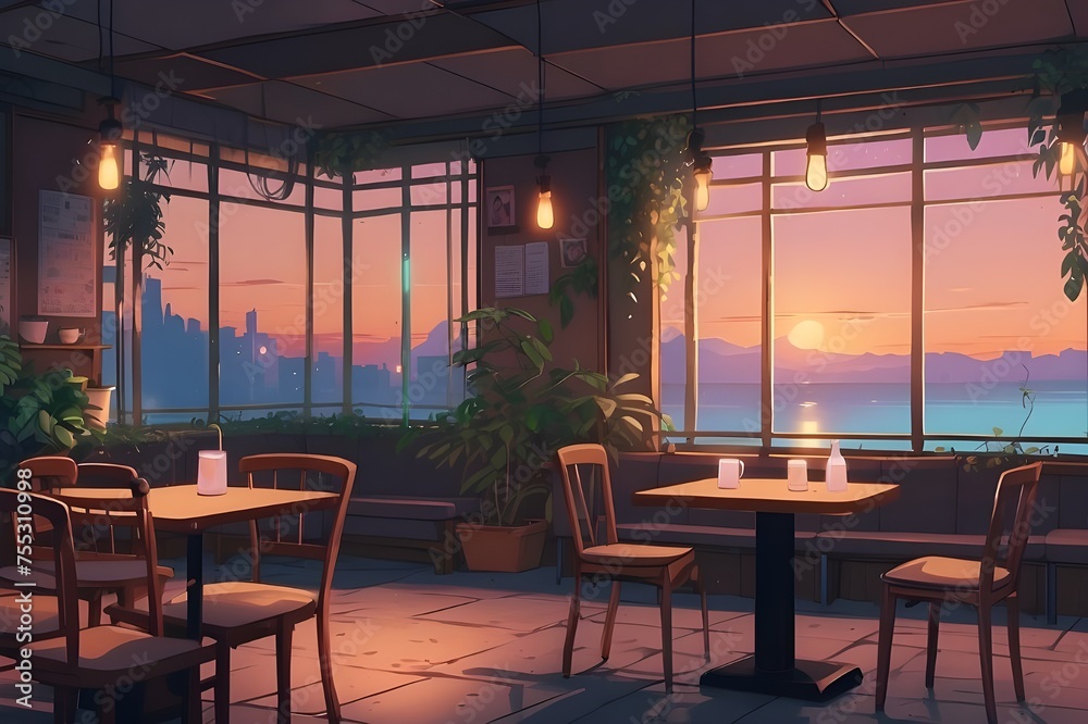 Create cozy vibes with our lo-fi VTuber cafe background, perfect for ...