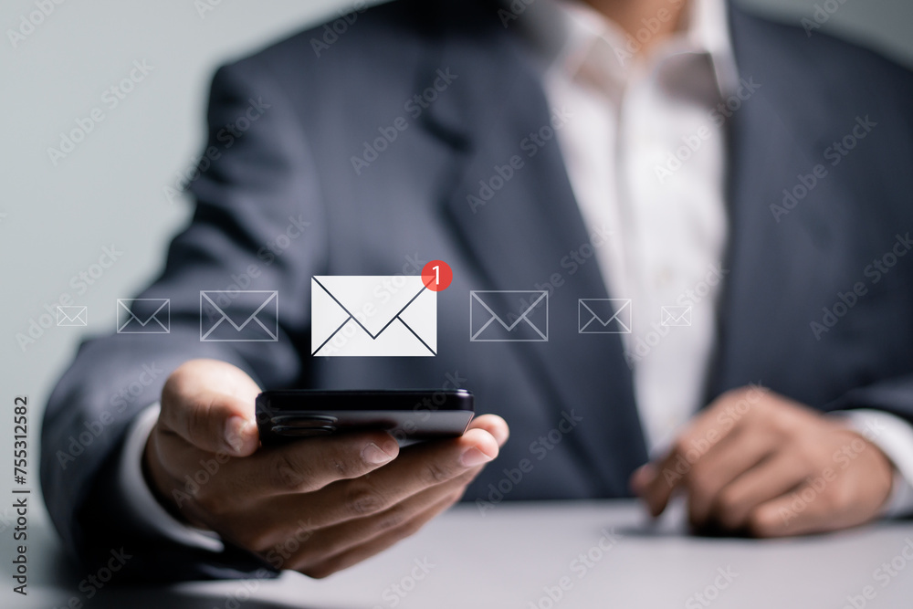 email marketing concept, email with notification alert, Direct selling ...