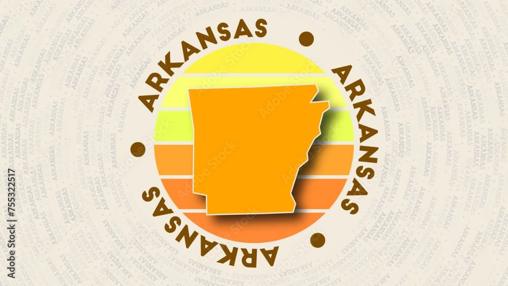 Arkansas logo intro. Badge with the circular name and map of us state ...
