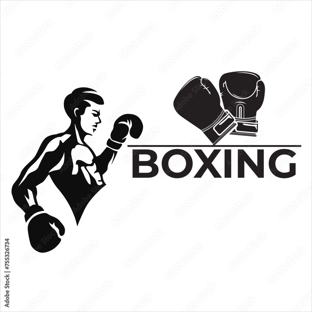 boxing logo, Muscular Boxer logo with boxing ring background - boxing ...