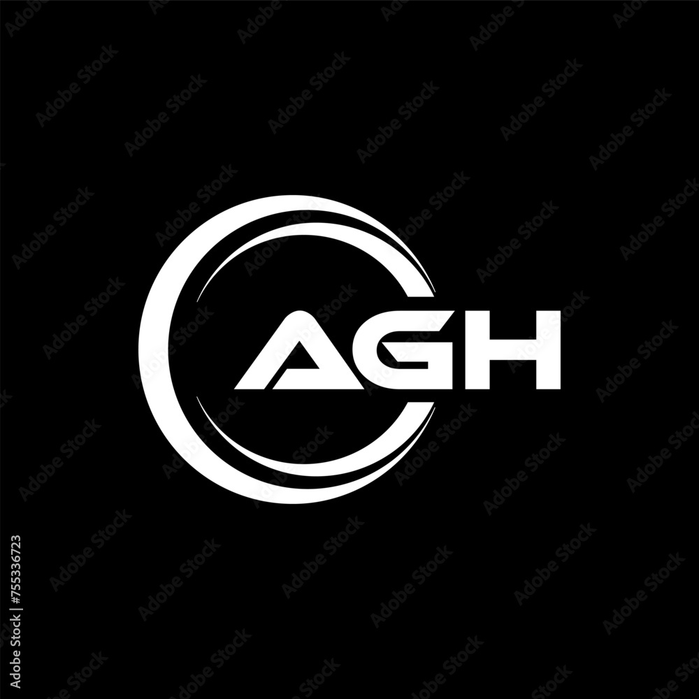 AGH letter logo design in illustration. Vector logo, calligraphy ...