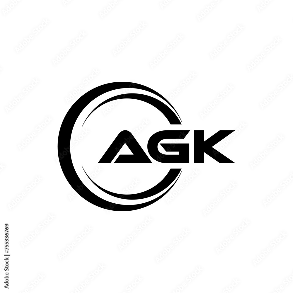 AGK letter logo design in illustration. Vector logo, calligraphy ...