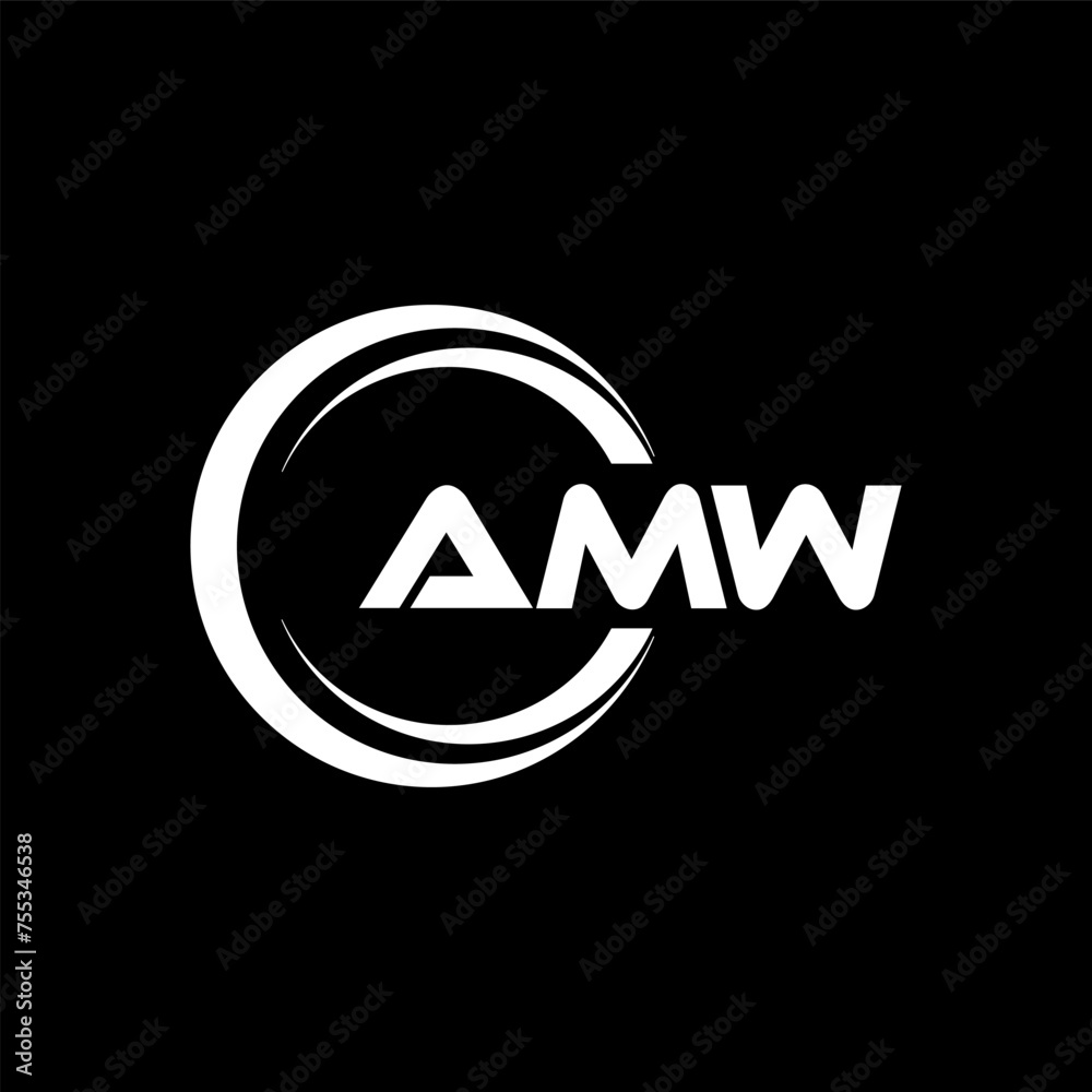AMW letter logo design in illustration. Vector logo, calligraphy ...
