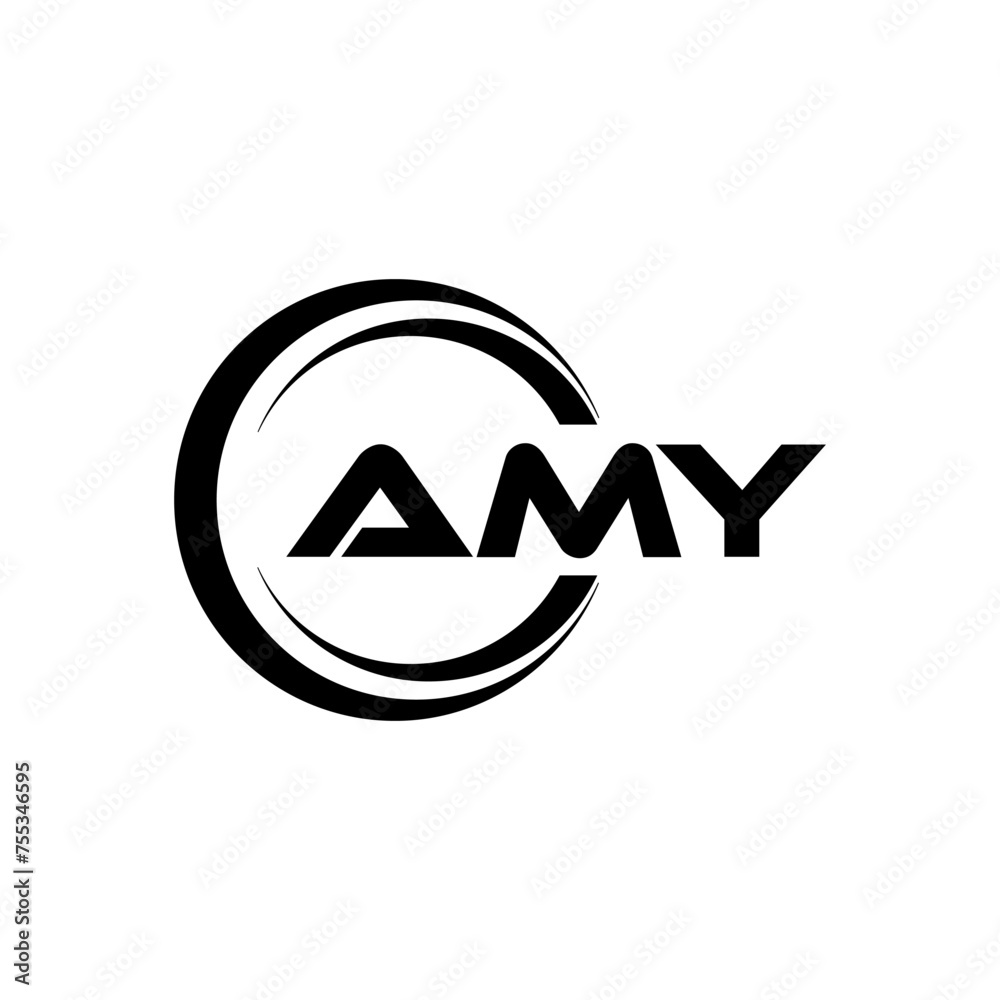 AMY letter logo design in illustration. Vector logo, calligraphy ...