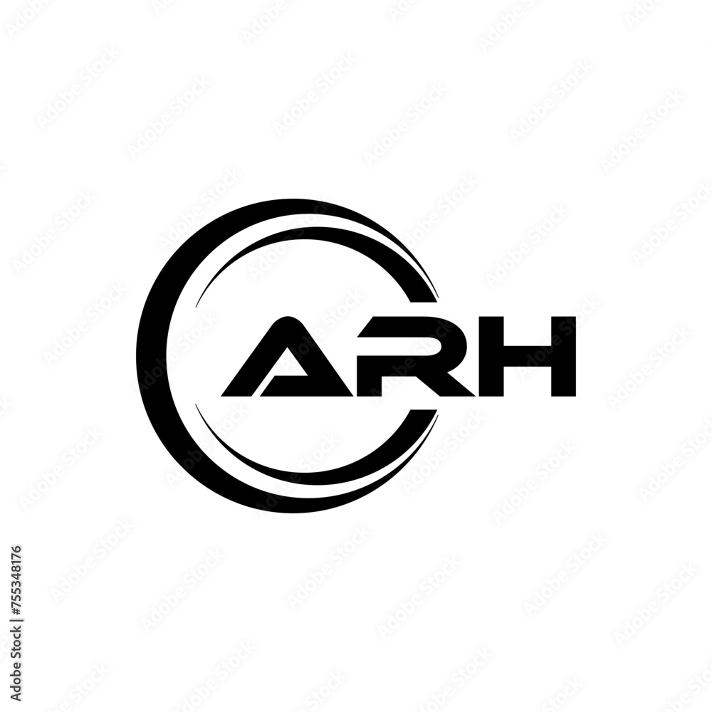 ARH letter logo design in illustration. Vector logo, calligraphy ...