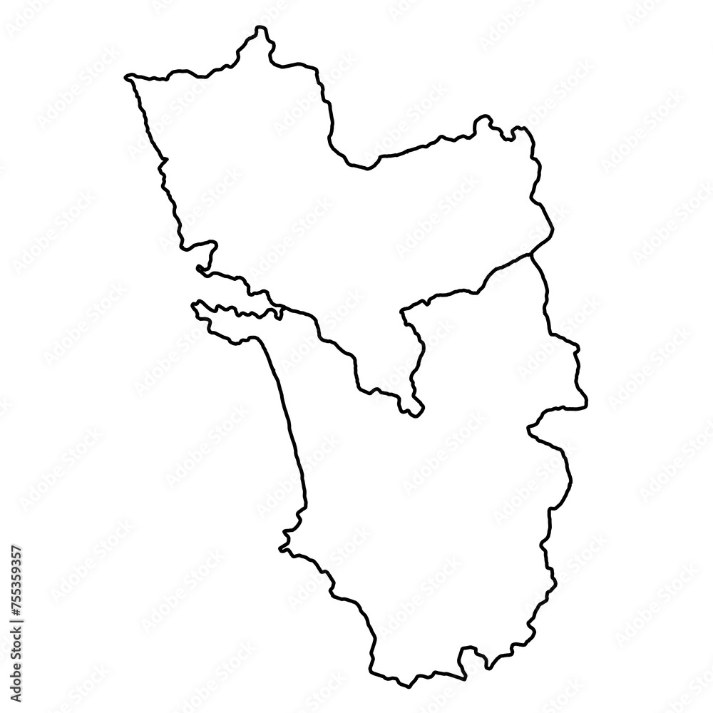 Goa, India Map Black Silhouette and Outline Isolated on white ...
