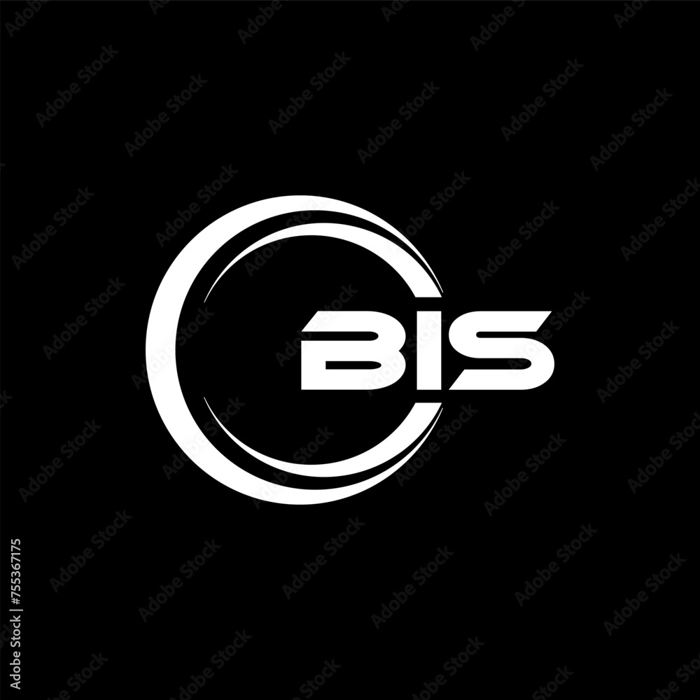 BIS letter logo design with black background in illustrator, cube logo ...