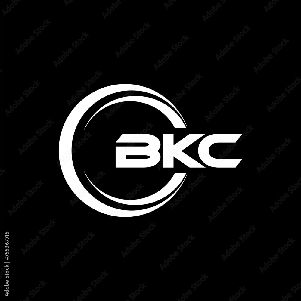 BKC letter logo design with black background in illustrator, cube logo ...