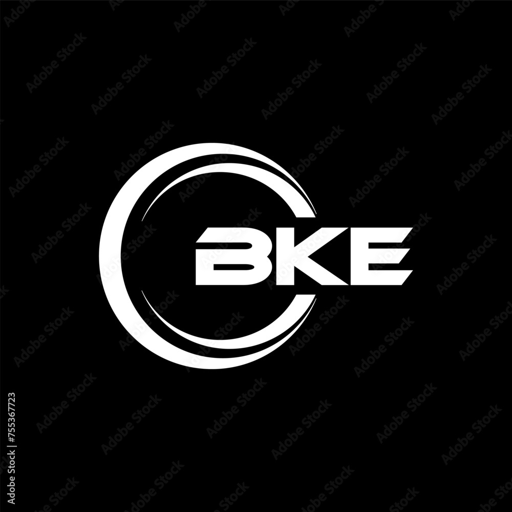 BKE letter logo design with black background in illustrator, cube logo ...