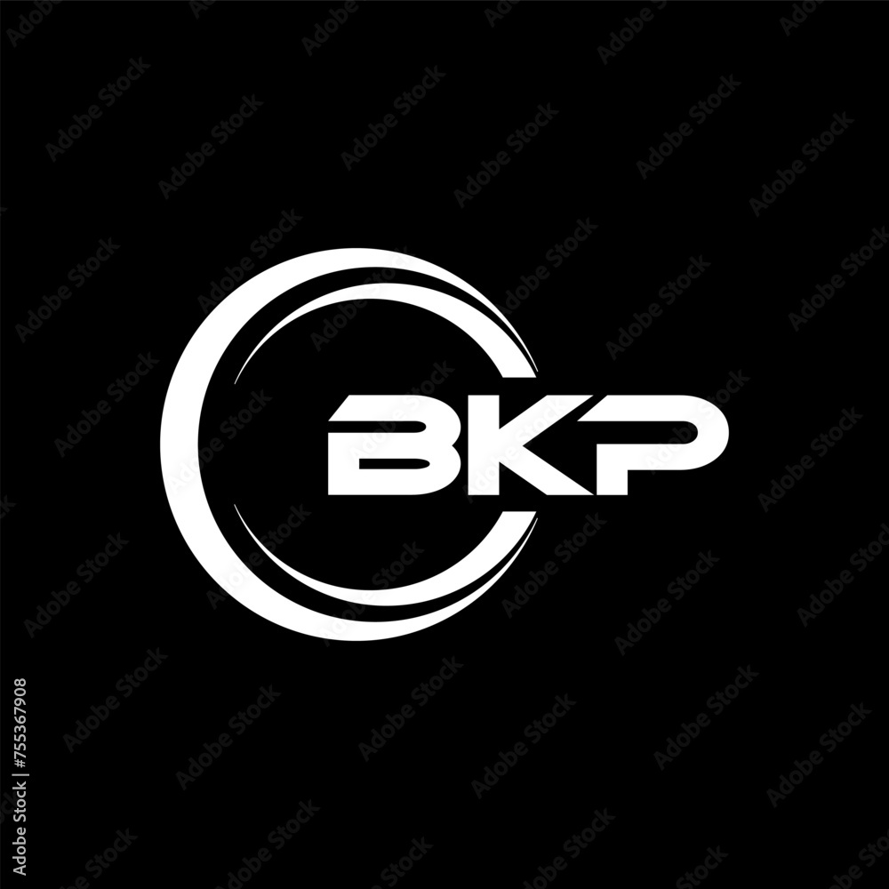 BKP letter logo design with black background in illustrator, cube logo ...