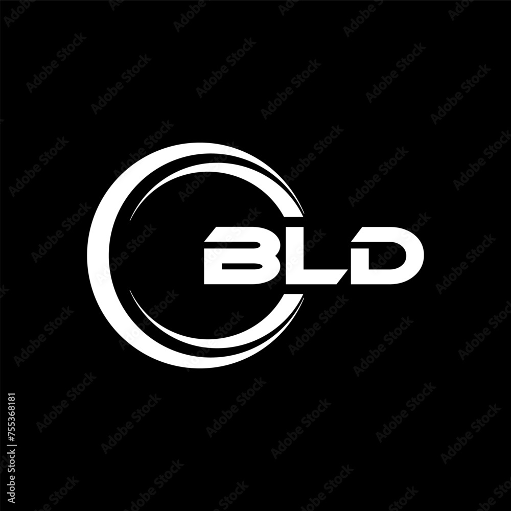 BLD letter logo design with black background in illustrator, cube logo ...