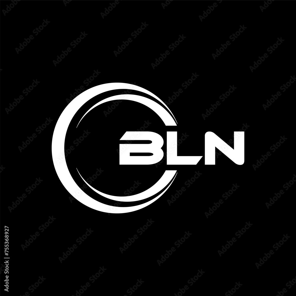 BLN letter logo design with black background in illustrator, cube logo ...