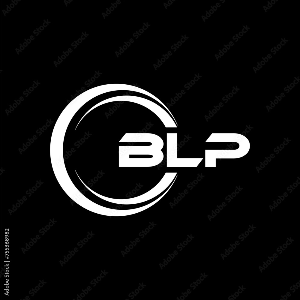 BLP letter logo design with black background in illustrator, cube logo ...