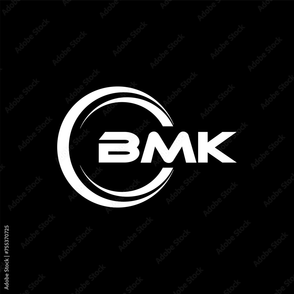 BMK letter logo design in illustration. Vector logo, calligraphy ...