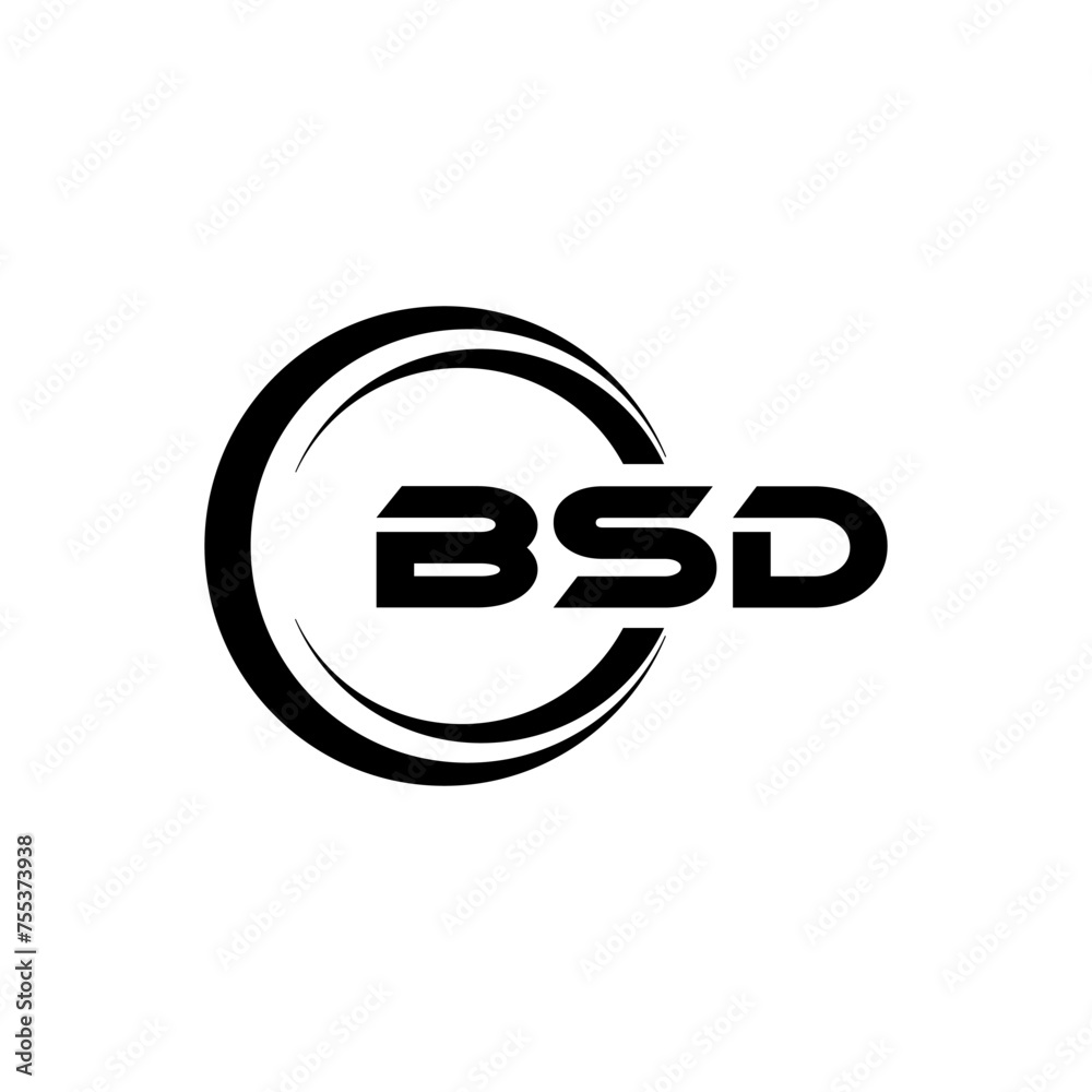 BSD letter logo design in illustration. Vector logo, calligraphy ...
