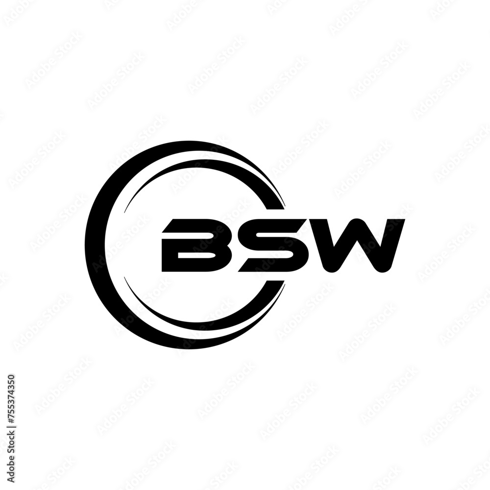 BSW letter logo design in illustration. Vector logo, calligraphy ...