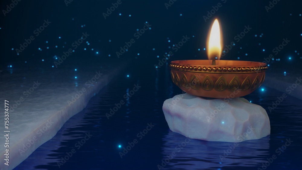 Traditional Indian Lamp Concept Art 3d Render Stock Illustration ...