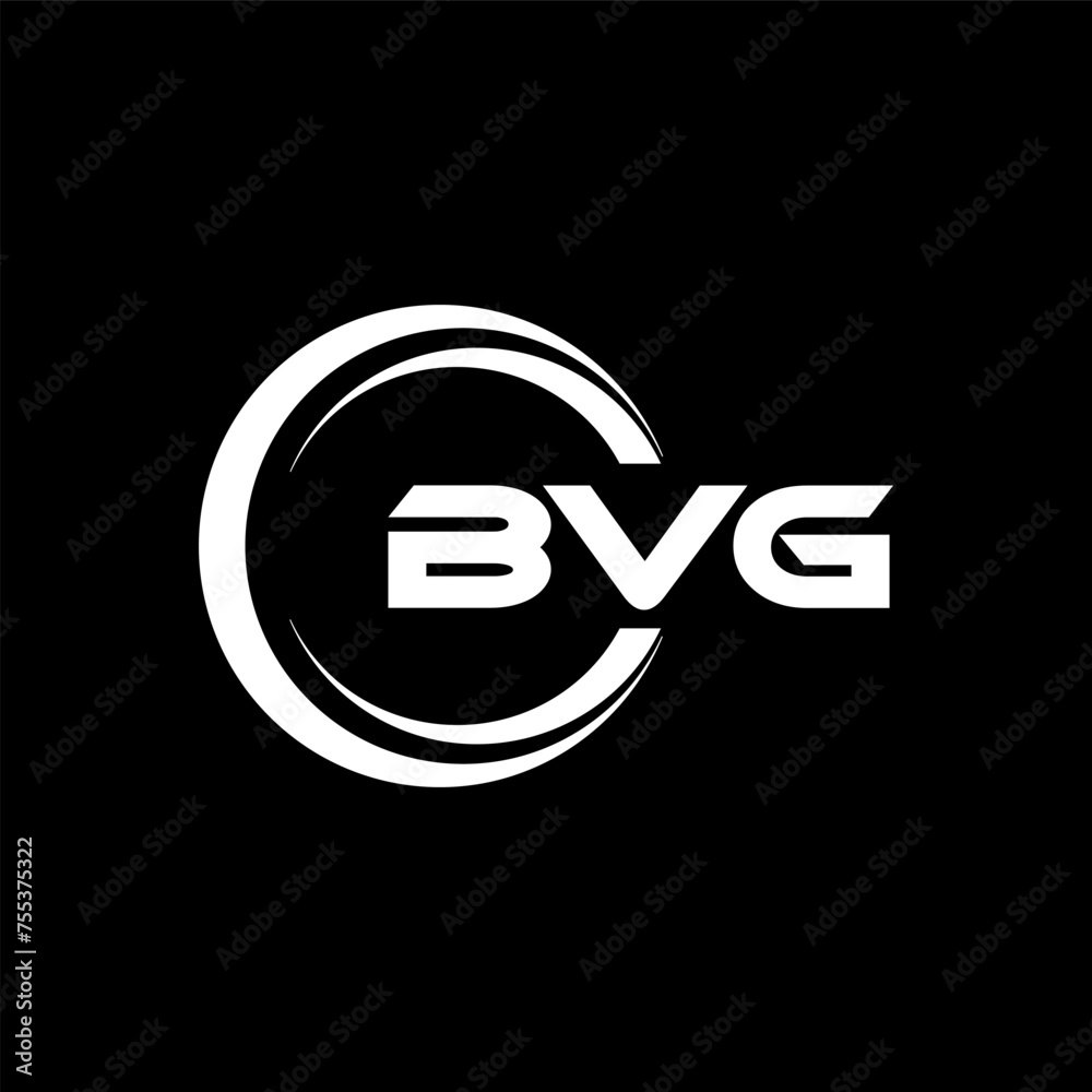 BVG letter logo design with black background in illustrator, cube logo ...