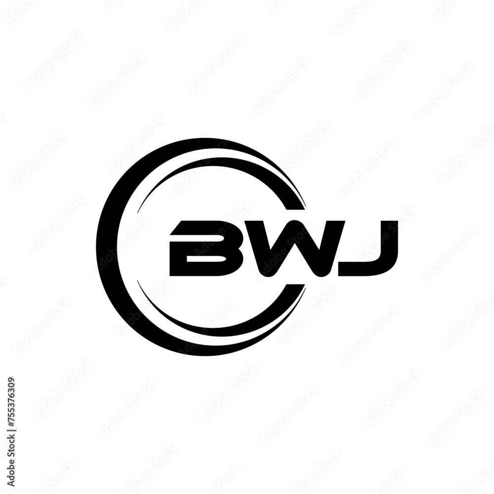 BWJ letter logo design with white background in illustrator, cube logo ...