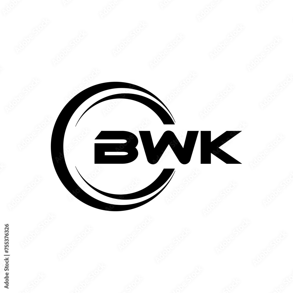 BWK letter logo design with white background in illustrator, cube logo ...