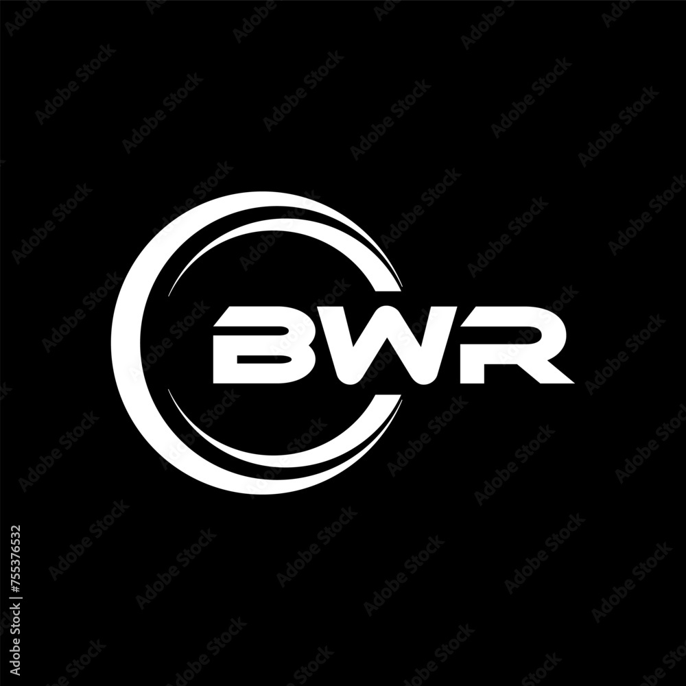 BWR letter logo design with black background in illustrator, cube logo ...