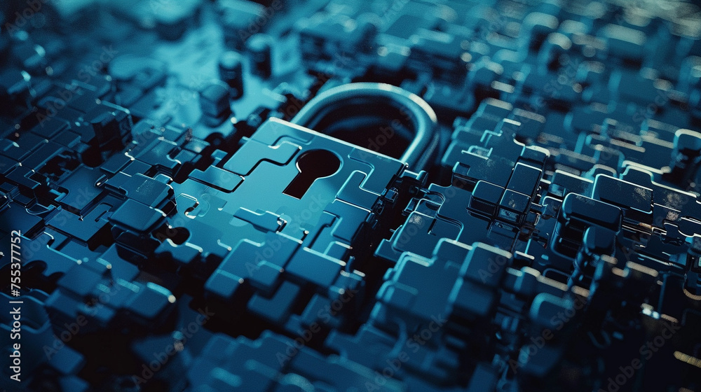 Design a 3D animation representing a lock that transforms into an ...