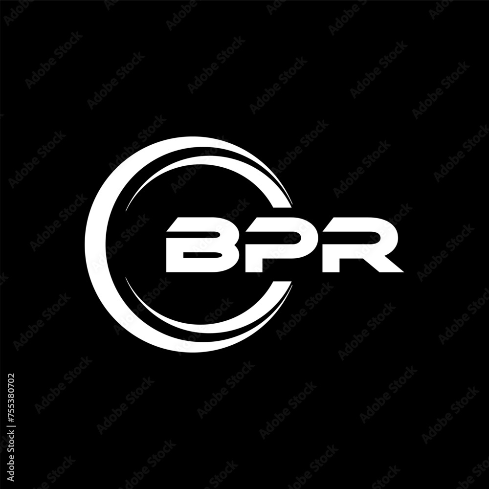 BPR letter logo design with black background in illustrator, cube logo ...