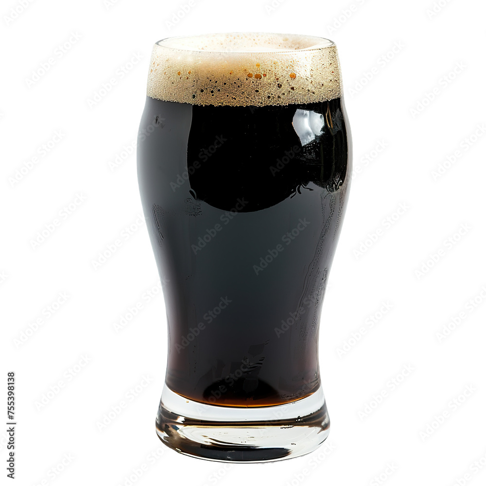 A Pint of Dark Beer isolated on white transparent background, ultra ...