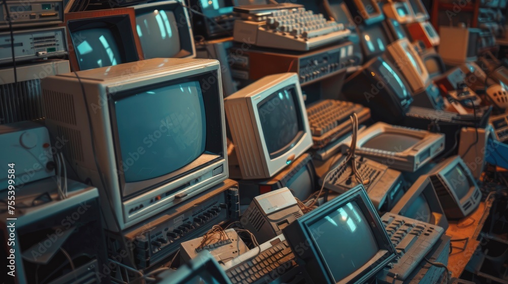 Retro Tech Relics. IT Junk from the 1980s and 1990s Awaiting Recycling ...