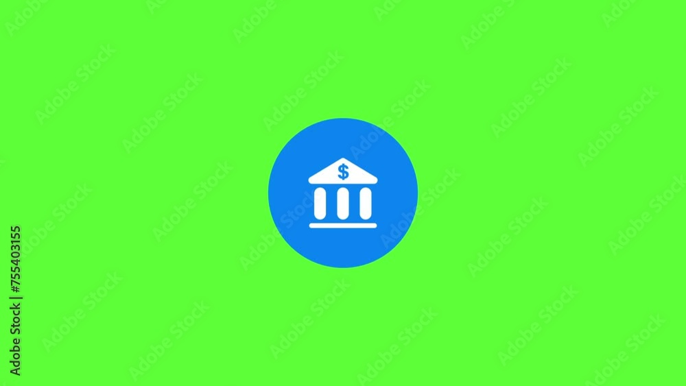 4K motion graphics animation of bank account icon on chroma key green ...