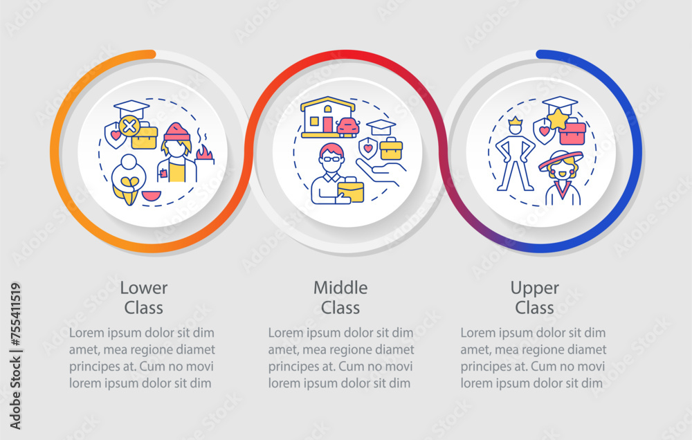 Class structure loop infographic template. Social stratification. Data ...