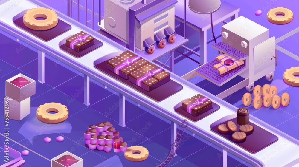 Isometric concept modern illustration of manufacturing process ...