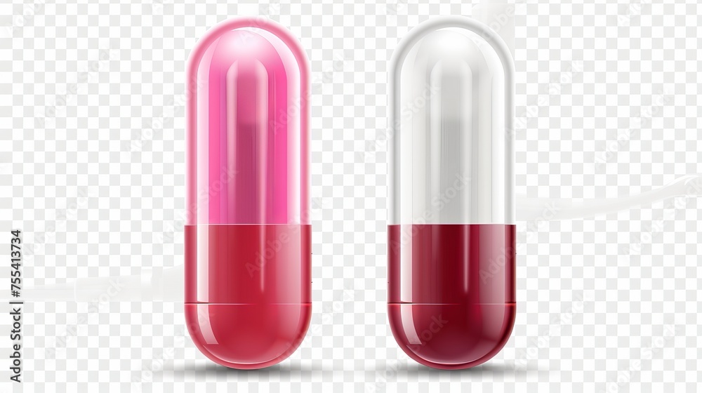 Isolated empty pill capsules on transparent background. Modern ...