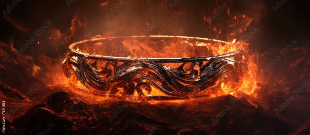 A fire ring sits atop a mound of rocks, ready to contain a controlled ...