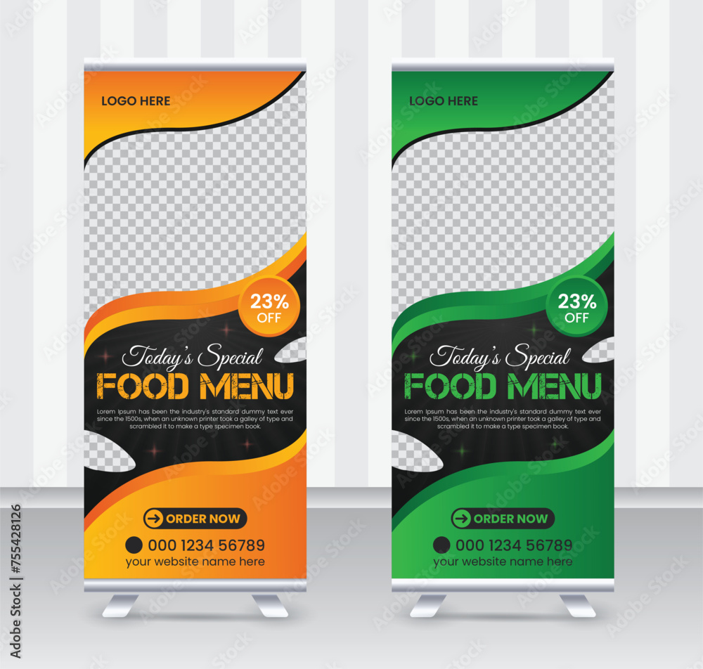 Today's special food menu and restaurant roll up banner x or roll up ...