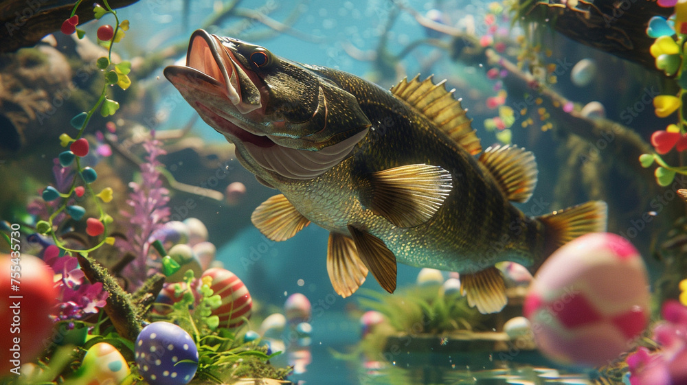 Generating an AI-enhanced animation of a largemouth bass in mid-jump ...