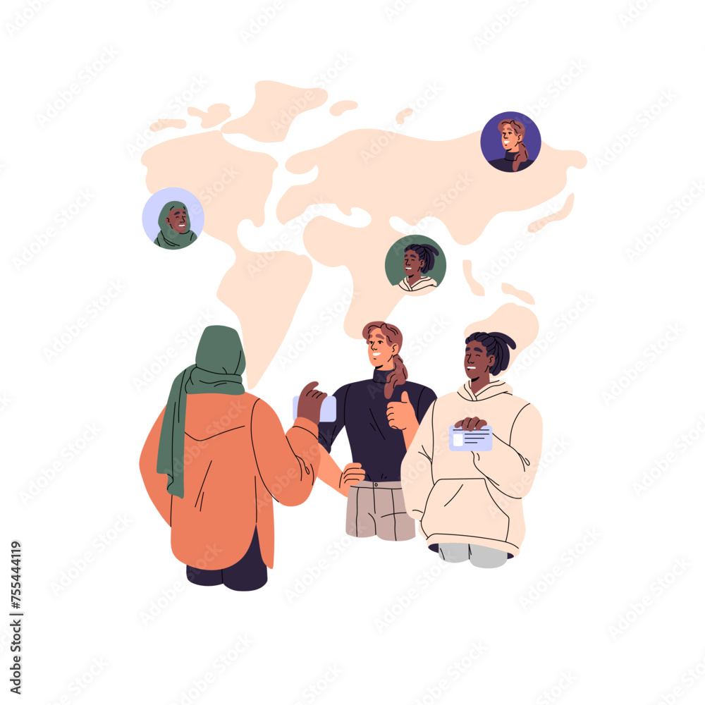Immigrants from other countries communicate. Migrants with resident ...