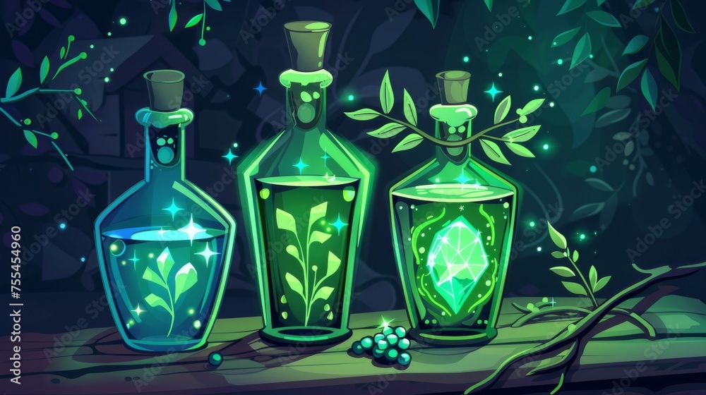 Animated modern illustration with game UI assets of fantasy wizard ...