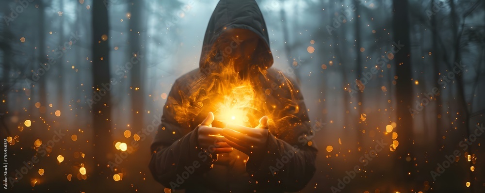 Witchcraft ritual taking place in a dark and gloomy forest . Concept ...