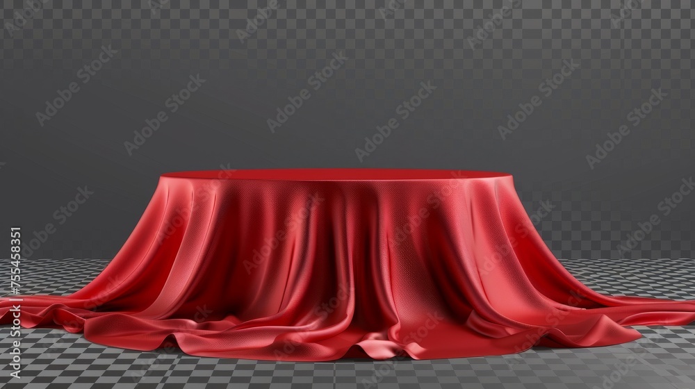 The podiums are covered with red silk cloth in 3D and are isolated on ...