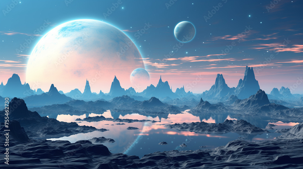 An artists interpretation of an otherworldly terrain, showcasing ...