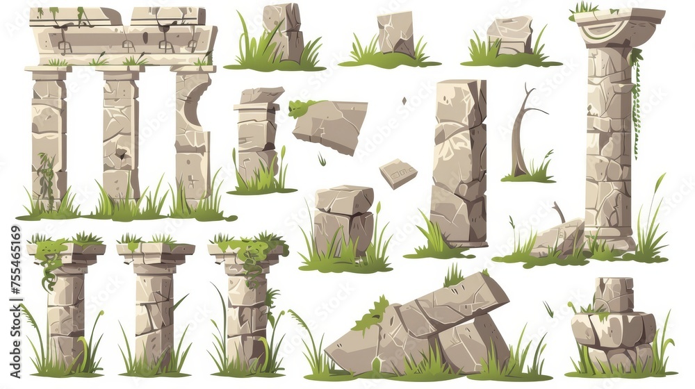 The ancient ruins set is a collection of destroyed structures or ...