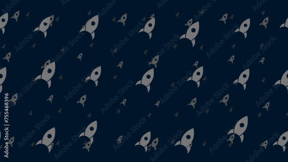 Vidéo Stock Rocket symbols float horizontally from left to right ...