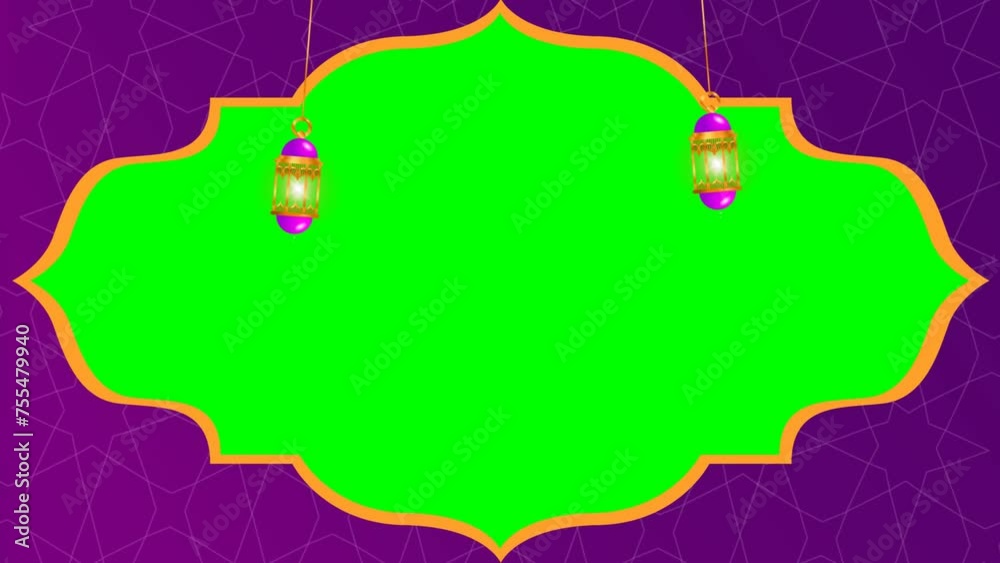 Islamic animation green screen with lanterns, purple color, Islamic ...