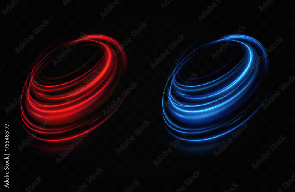 Red neon ring. Luminous circle. Glow effect. Round light frame ...