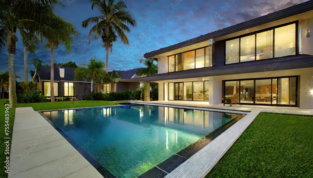 Large residential modern house with swimming pool somewhere in Florida ...