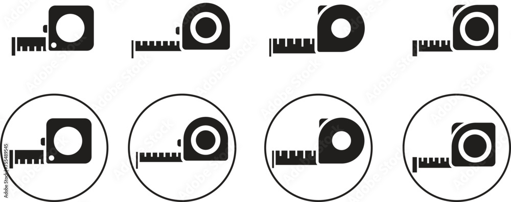 Set of Measuring tape icons vector. Fill styles signs for mobile ...