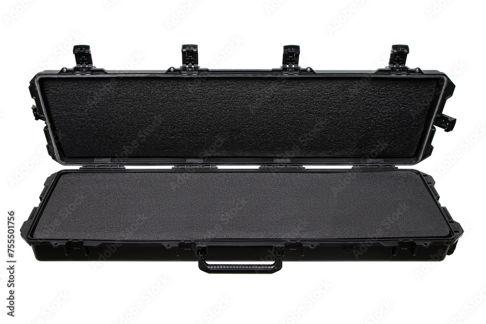 Large modern black case for storing and transporting weapons. Suitcase ...