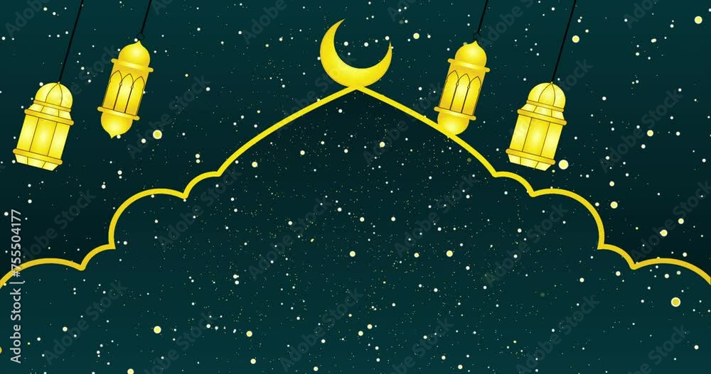 4K Ramadan Background with Islamic moon and lantern. Ramadan Kareem ...