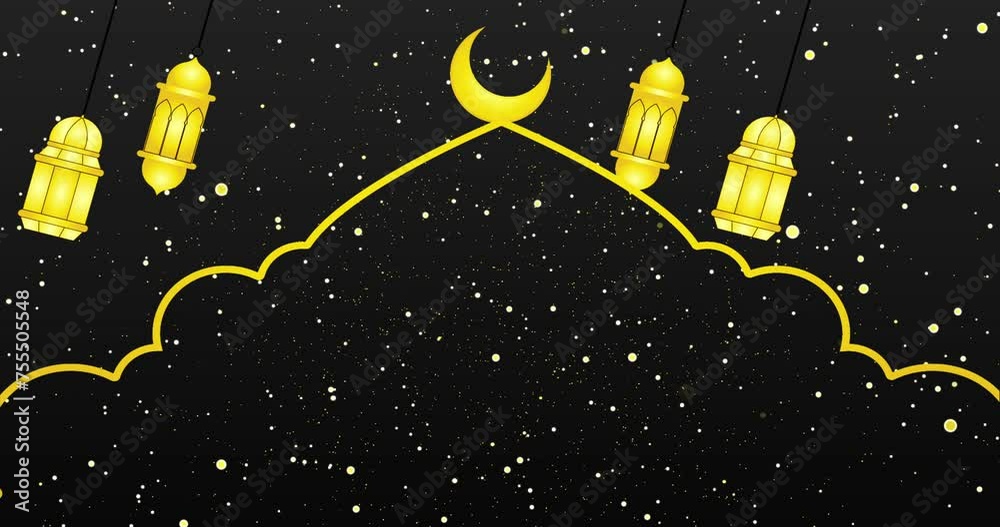 4K Ramadan Background with Islamic moon and lantern. Ramadan Kareem ...